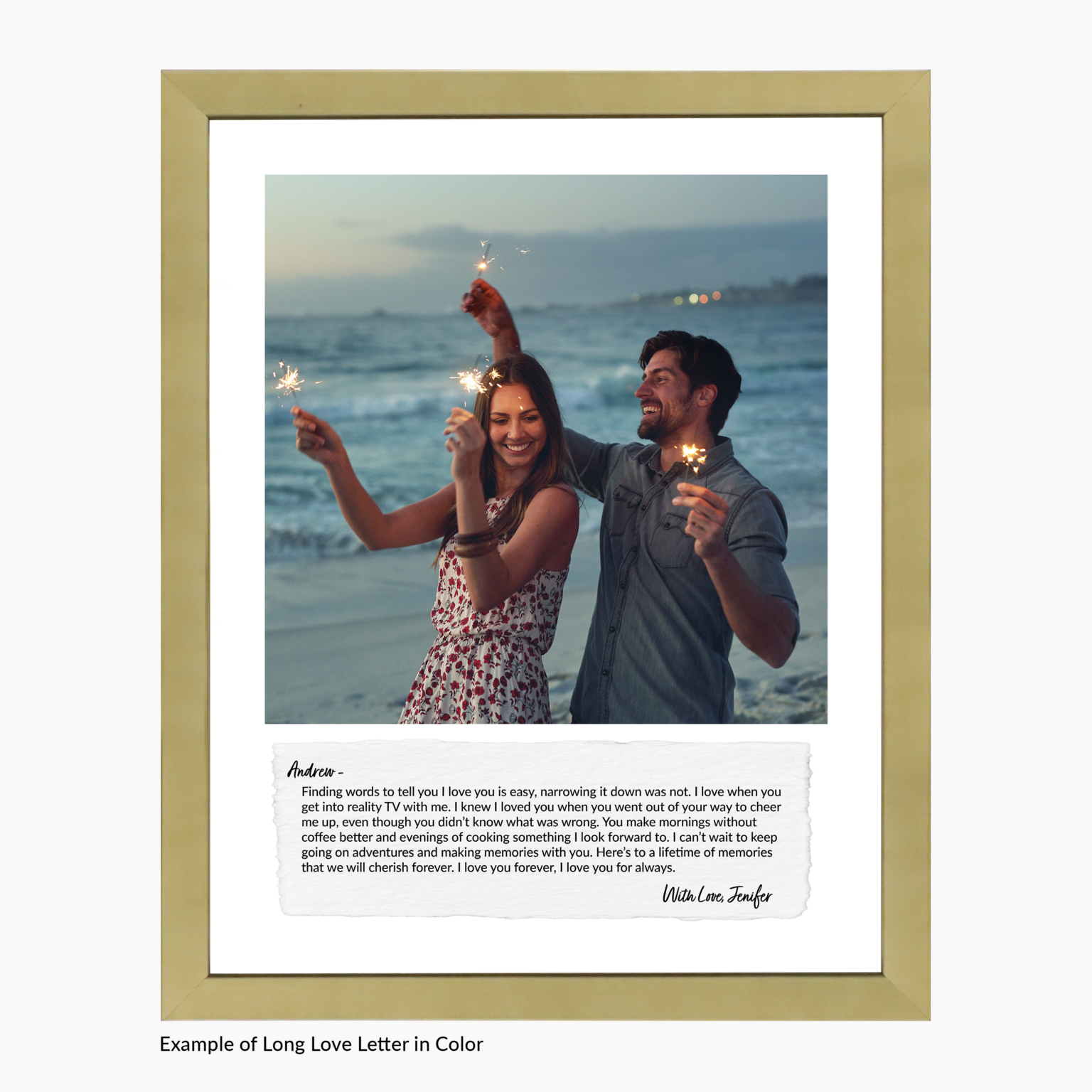 Personalized Photo and Love Note in Chic Gold Frame