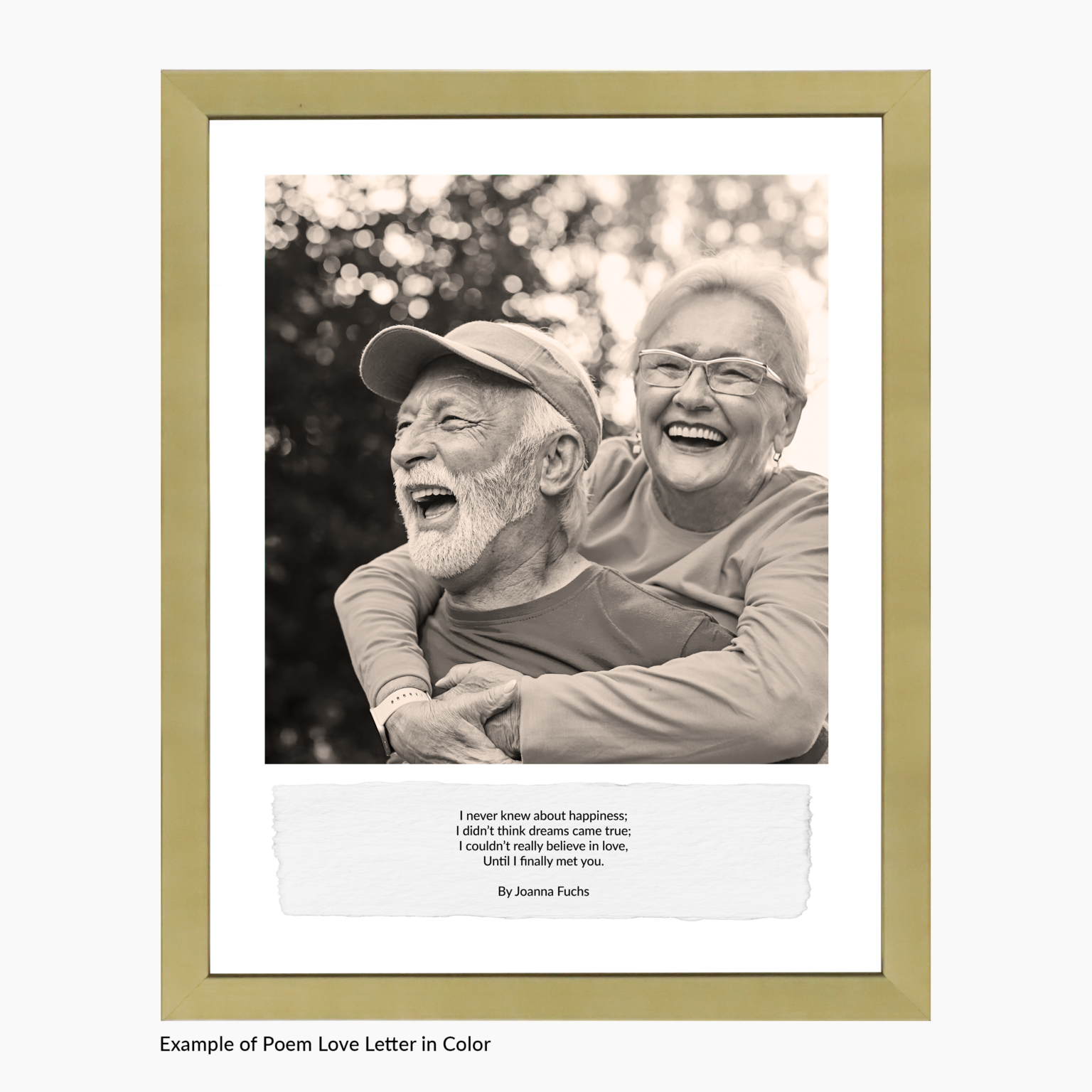 Personalized Photo and Love Note in Chic Gold Frame