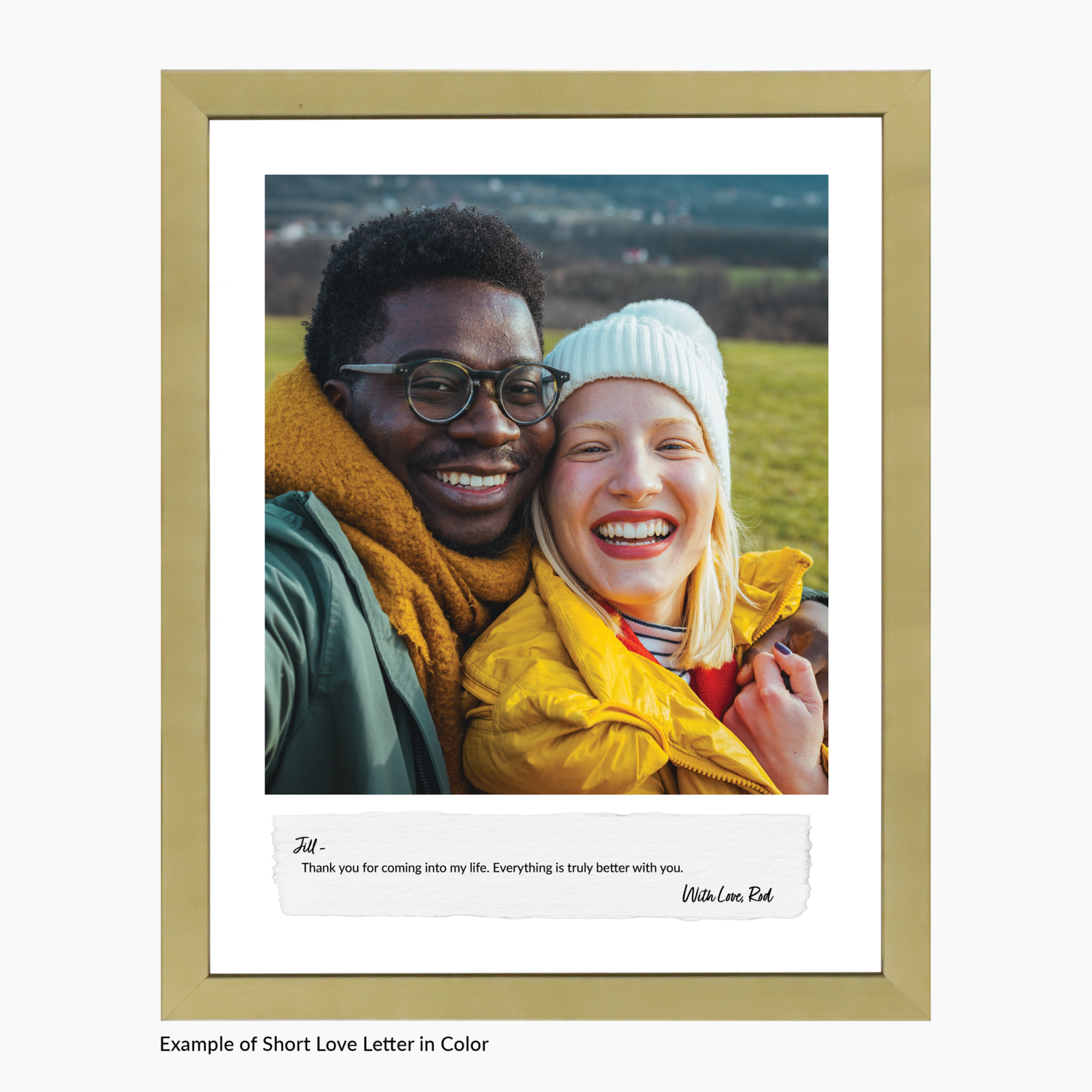 Personalized Photo and Love Note in Chic Gold Frame