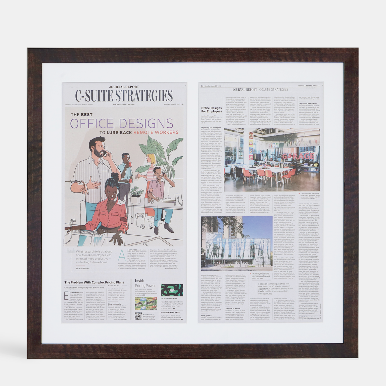 Framed Newspaper Article | Double Page, Gold
