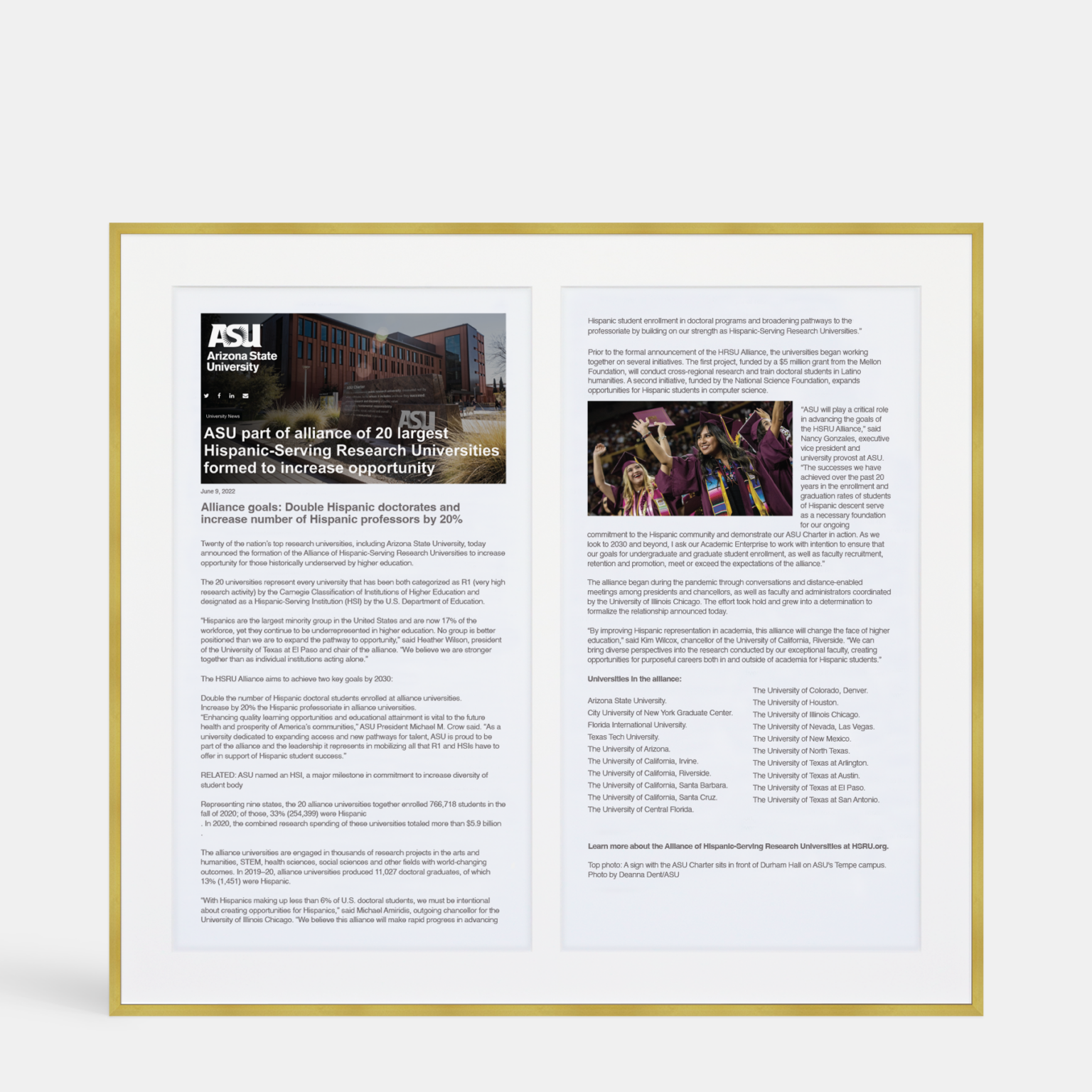 Framed Digital Article | Double Page, Gold, Newspaper